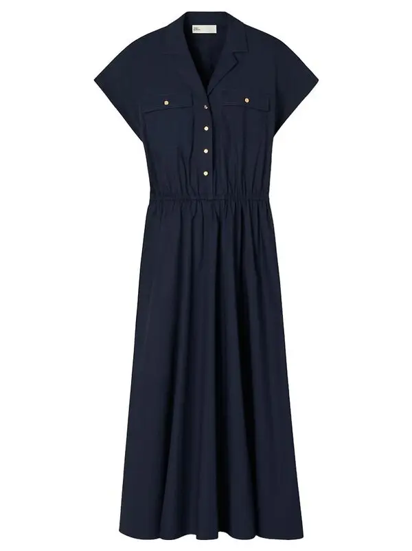 Tory Burch Cotton Poplin Shirtdress - Medium Navy