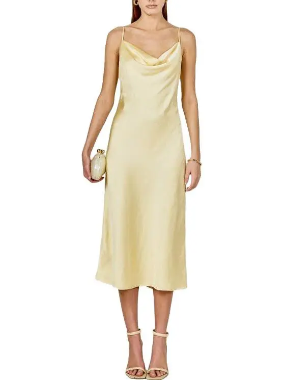 Endless Rose Satin Midi Dress - Lemon
