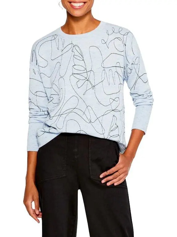 NIC+ZOE Swirling Stitches Sweater - Blue Multi