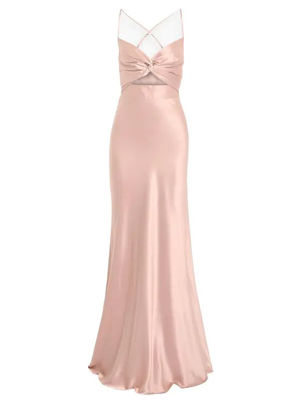 Michelle Mason Twisted Cutout Silk-satin Gown - Blush