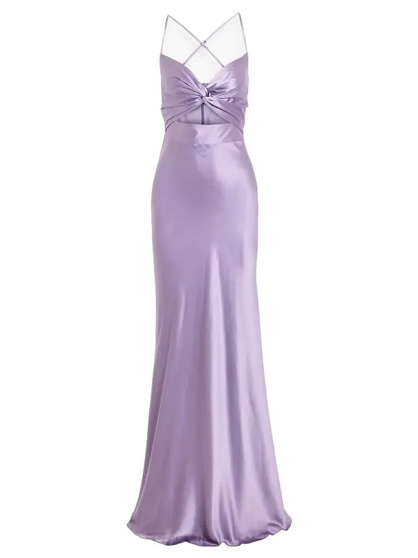 Michelle Mason Twisted Cutout Silk-satin Gown - Lavender