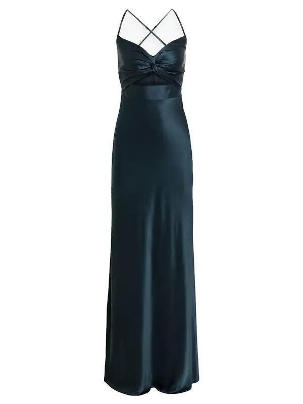 Michelle Mason Twisted Cutout Silk-satin Gown - Storm Blue