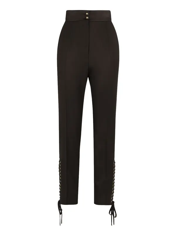 Dolce & Gabbana Lace-up Twill Trousers - Black