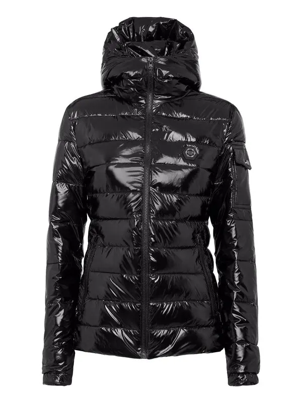 Philipp Plein Hooded Down Jacket - Black