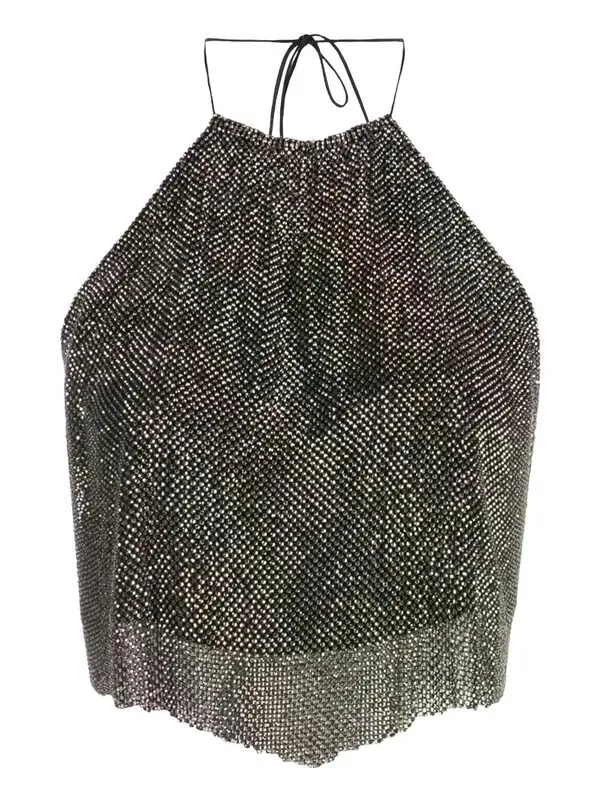 MANURI Metallic Halterneck Blouse - Grey
