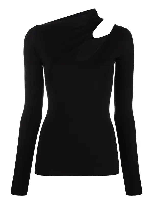 MANURI Bambina Cut-out Detail Blouse - Black