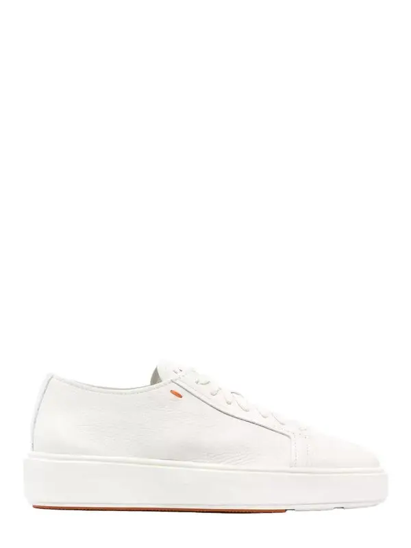 Santoni Leather Lace Up Sneakers - White