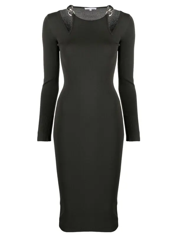 Patrizia Pepe Fitted Dress With Chain-link Detailing - Green