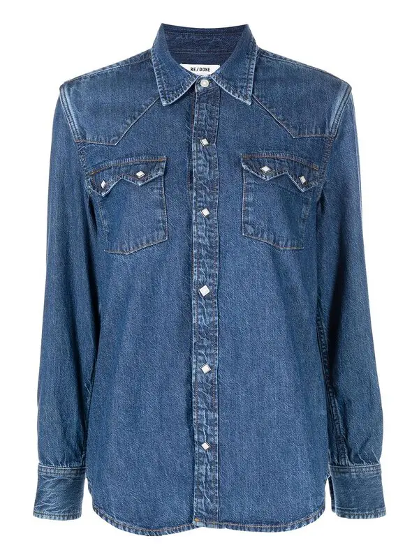 RE/DONE 50s Sawtooth Western Shirt" In Medium Denim - Blue