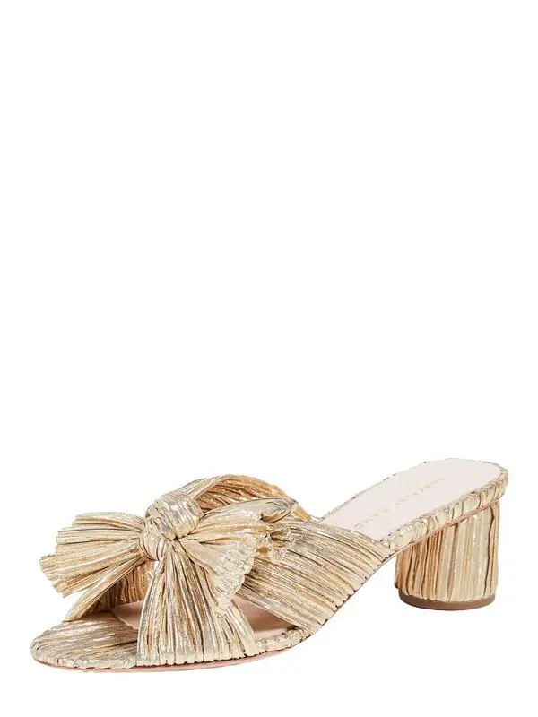 LOEFFLER RANDALL Emilia Pleated Bow Sandals - Gold