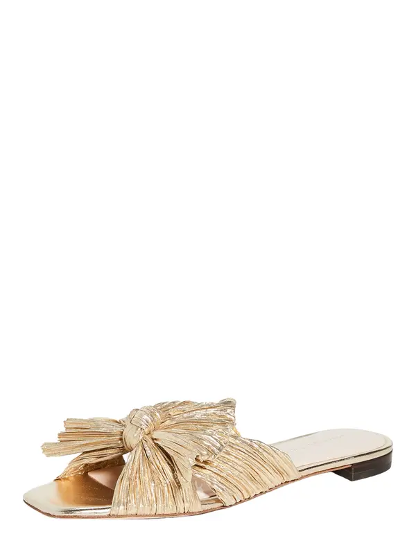 LOEFFLER RANDALL Daphne Pleated Bow Slides - Gold