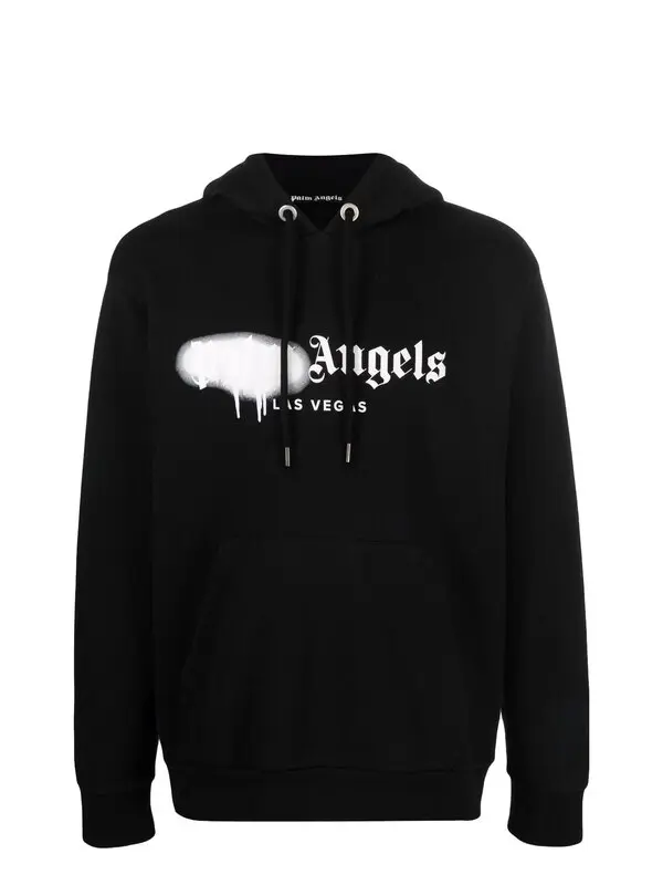 Palm Angels Las Vegas Sprayed-logo Hoodie - Black