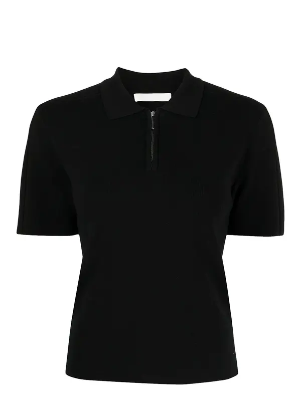 DION LEE Half-zip Polo Top - Black