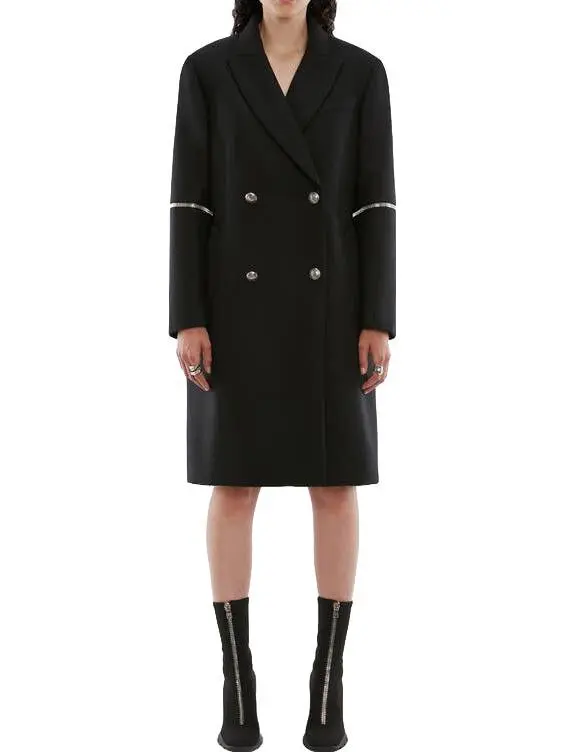 Alexander McQueen Alexander Spiral Zip Oversized Wool Coat - Black