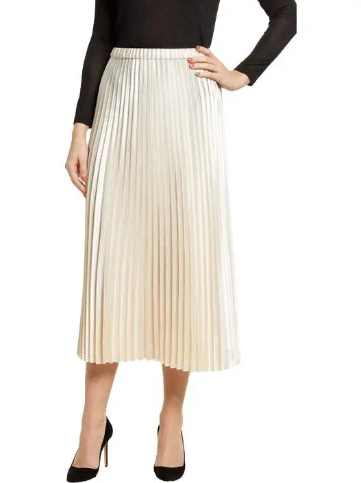 Anne Klein Pleated Midi Skirt - Anne White