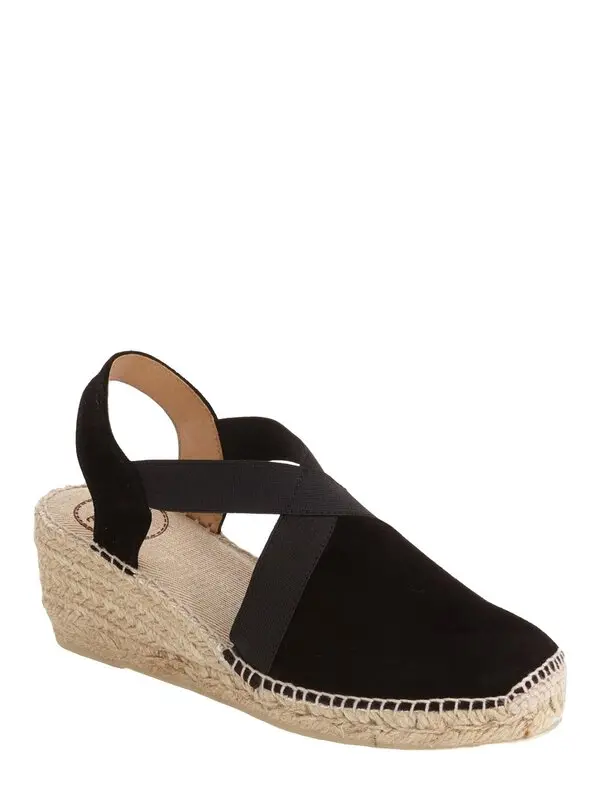TONI PONS Tona Espadrille Wedge Sandal - Black Suede