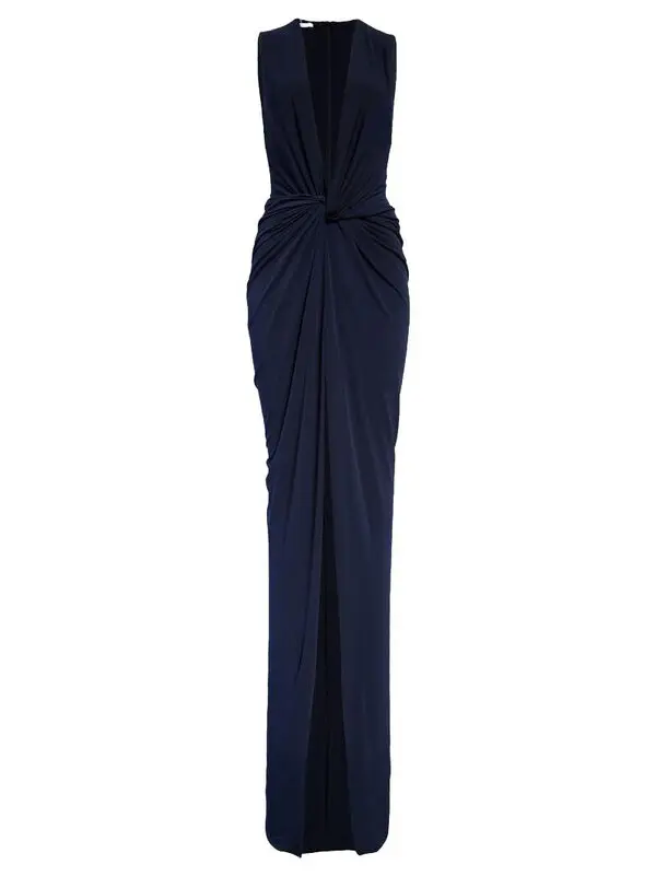 LAQUAN SMITH Plunge Neck Twist Jersey Gown - Navy