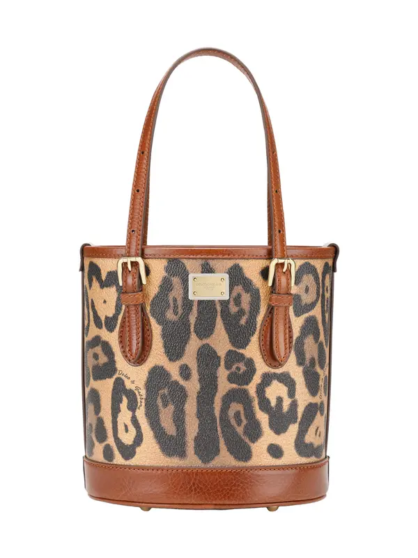 Dolce & Gabbana Small Bucket Bag With Leopard Print - Multicolor