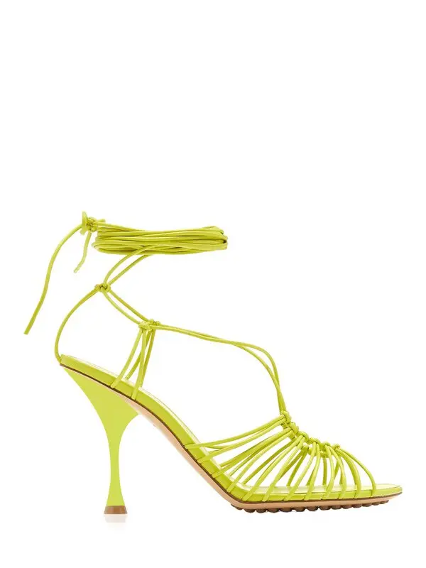 Bottega Veneta Dot Lace-up Leather Sandals - Green