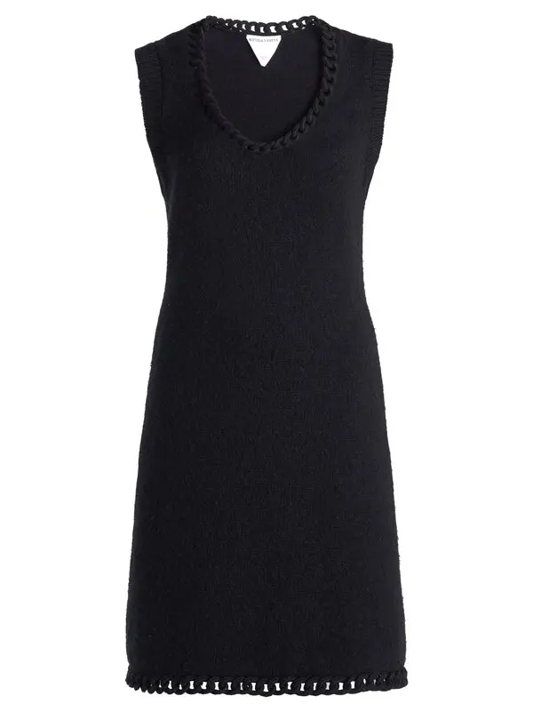 Bottega Veneta Chain-detailed Wool Knit Mini Dress - Black