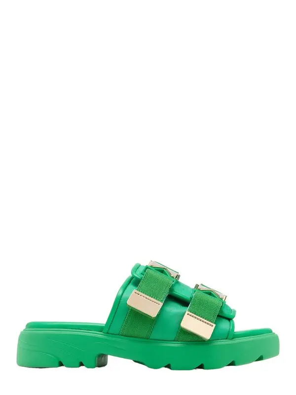 Bottega Veneta Flash Buckled Leather And Rubber Sandals - Green