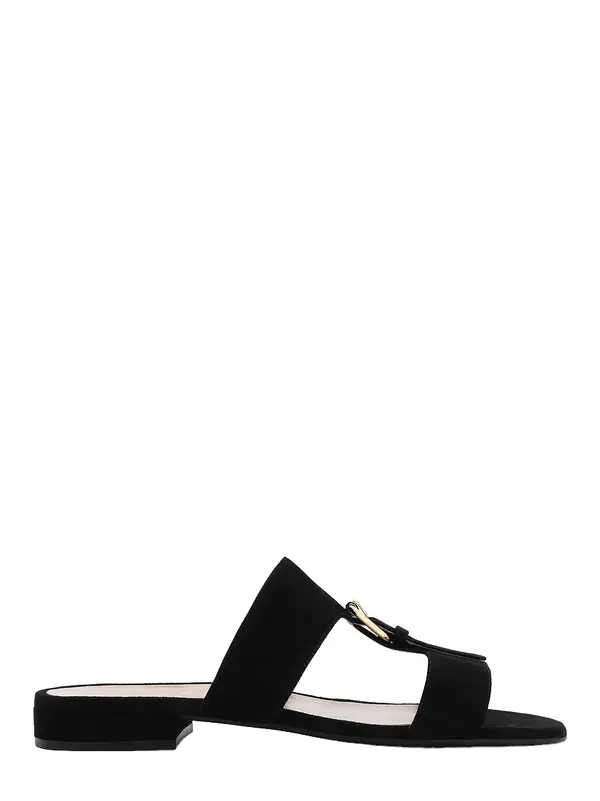 SERGIO ROSSI Buckle-detailed Suede Sandals - Black