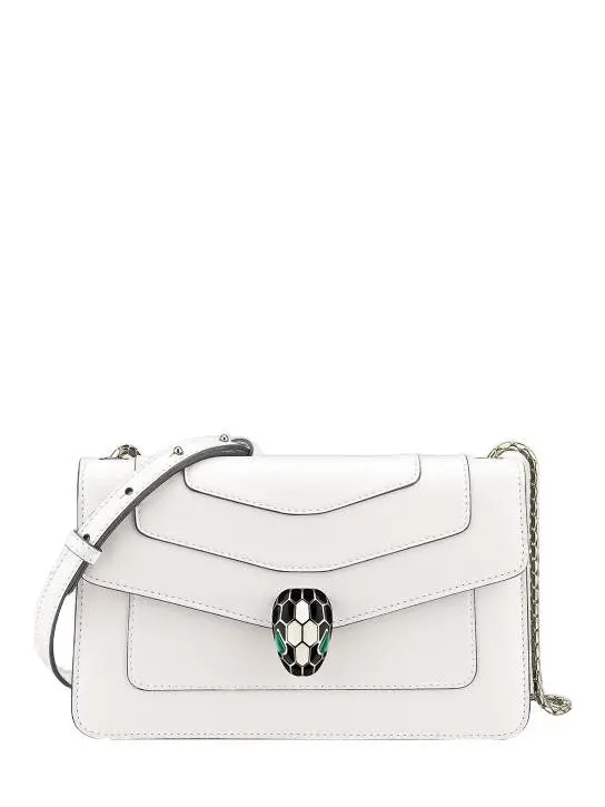 BVLGARI Serpenti Leather Crossbody Bag - White Agate