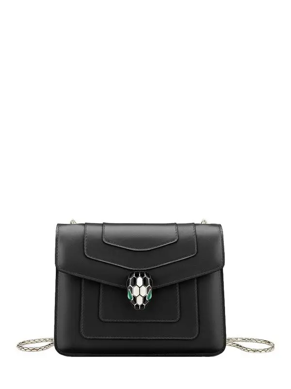 BVLGARI Serpenti Leather Crossbody Bag - Black