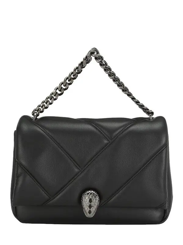 BVLGARI Serpenti Cabochon Matelassé Leather Mini Bag - Black