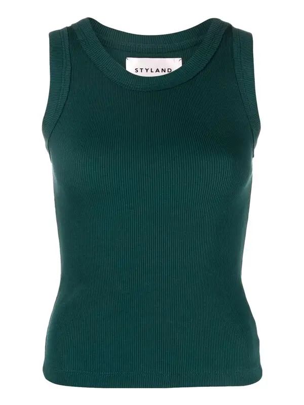 STYLAND Ribbed Knit Vest Top - Green