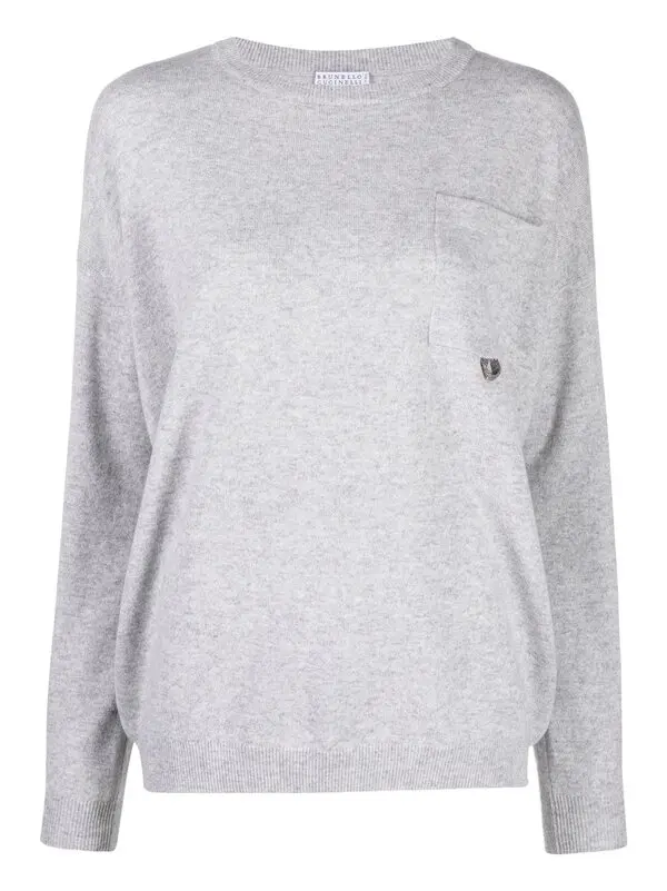 Brunello Cucinelli Jersey-knit Jumper - Grey