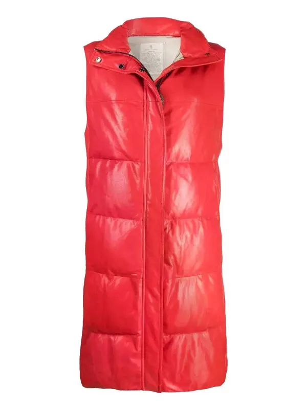 Brunello Cucinelli Down-padded Leather Gilet Coat - Red