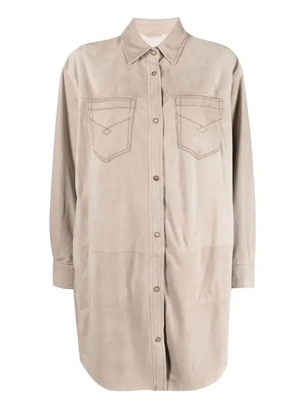 Brunello Cucinelli Long Shirt Jacket - Neutrals