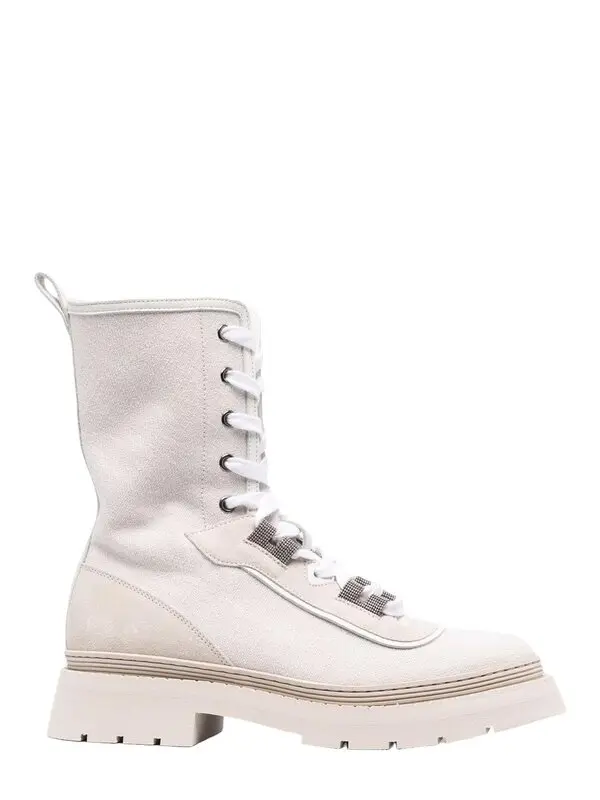 Brunello Cucinelli Lace-up Cargo Ankle Boots - White