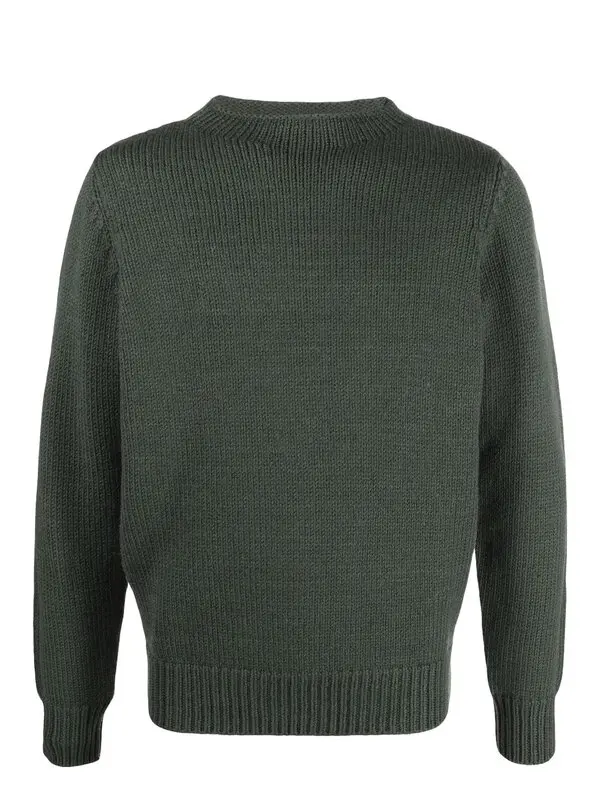 DELL'OGLIO Merino Knit Crew Neck Jumper - Green