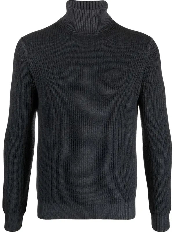 DELL'OGLIO Roll-neck Merino-wool Sweater - Black