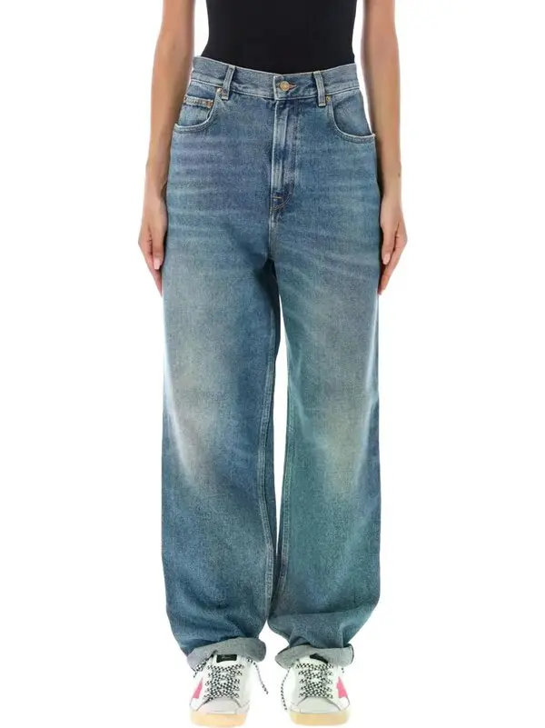 GOLDEN GOOSE Medium Wash Wide Leg Jeans - Blue