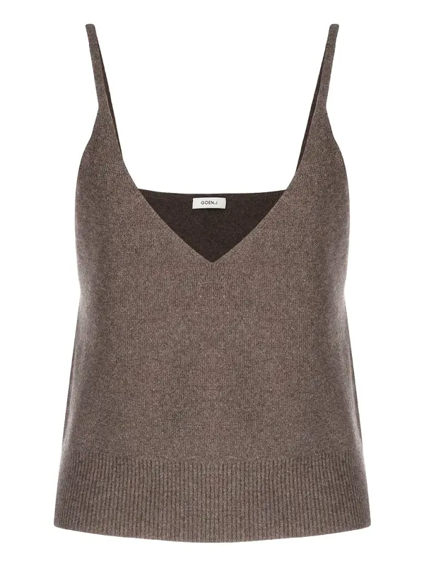 Goen.j V-neck Cashmere Tank Top - Brown