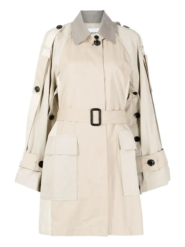 Goen.j Colour-block Oversized Trench Coat - Brown