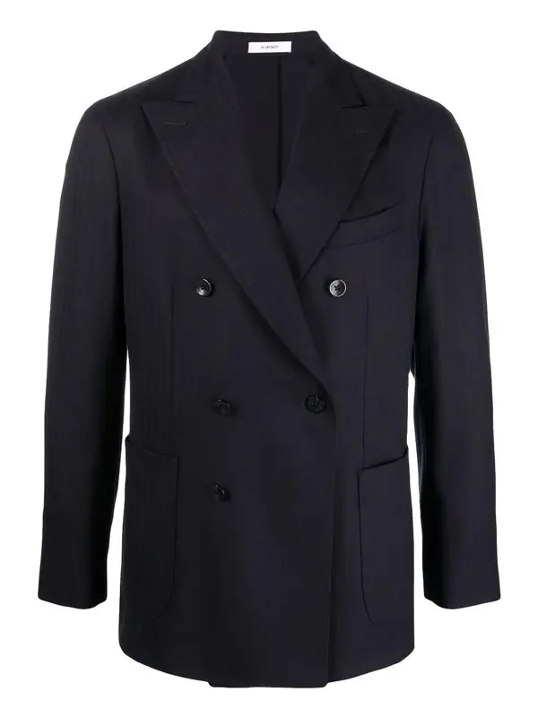 Boglioli Double-breasted Pinstripe Blazer - Blue