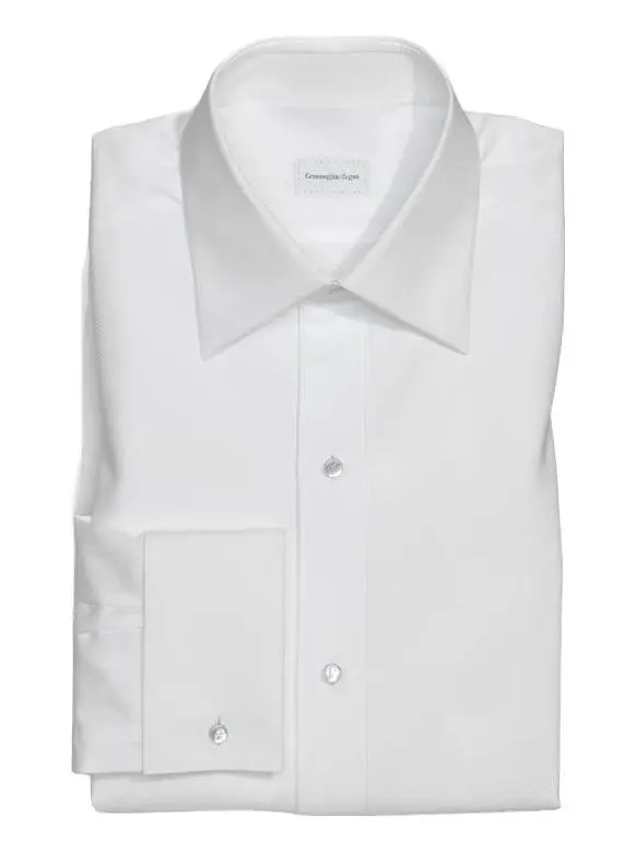 Zegna Regular Fit Tuxedo Shirt - White