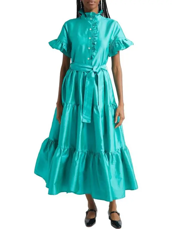 Mille Victoria Ruffle Front Dress - Atlantic Taffeta