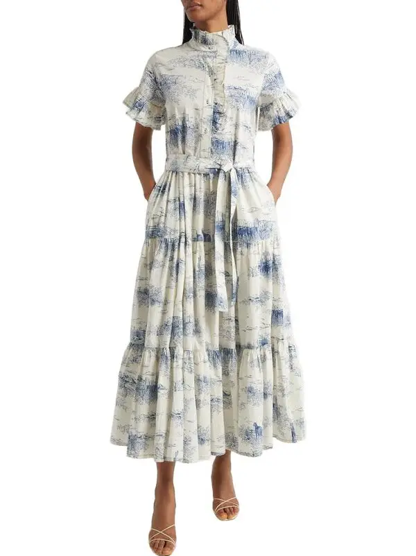 Mille Victoria Ruffle Front Dress - Western Toile