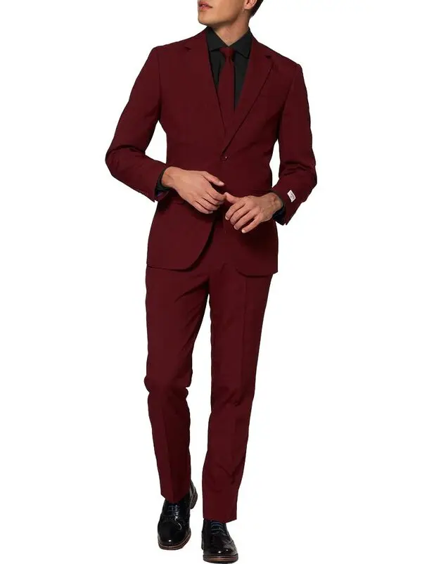 Opposuits Blazing Burgundy Slim Fit Two-piece Suit & Tie Set - Red