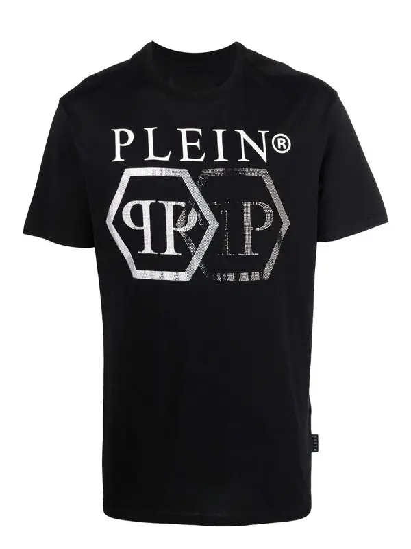 Philipp Plein Hexagon Crystal Logo T-shirt - Black