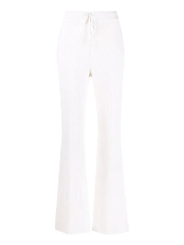 Alberta Ferretti Ribbed Knit Flared Trousers - White