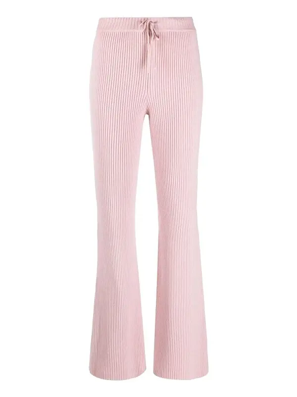 Alberta Ferretti Ribbed Knit Flared Trousers - Pink