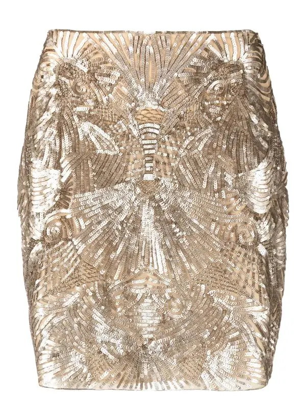 Alberta Ferretti Embellished High-waist Skirt - Neutrals