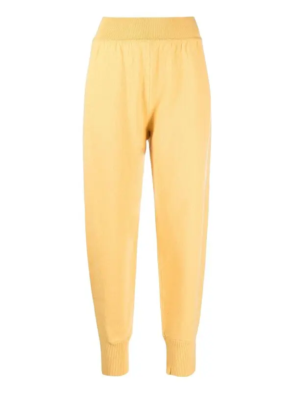 Alberta Ferretti Ribbed Virgin Wool-cashmere Blend Joggers - Yellow