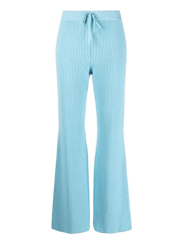 Alberta Ferretti Ribbed Knit Flared Trousers - Blue